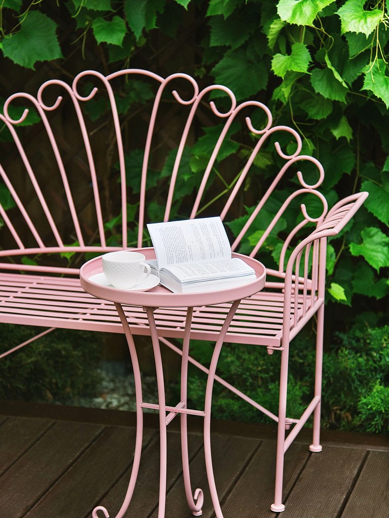 Kovová zahradní lavička růžová CAVINIA Beliani