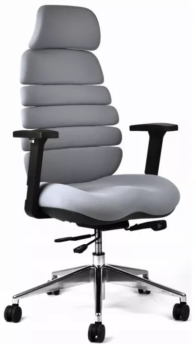 MERCURY STAR Kancelářská ergonomická židle SPINE s podhlavníkem — látka, nosnost 130 kg Tmavě šedá