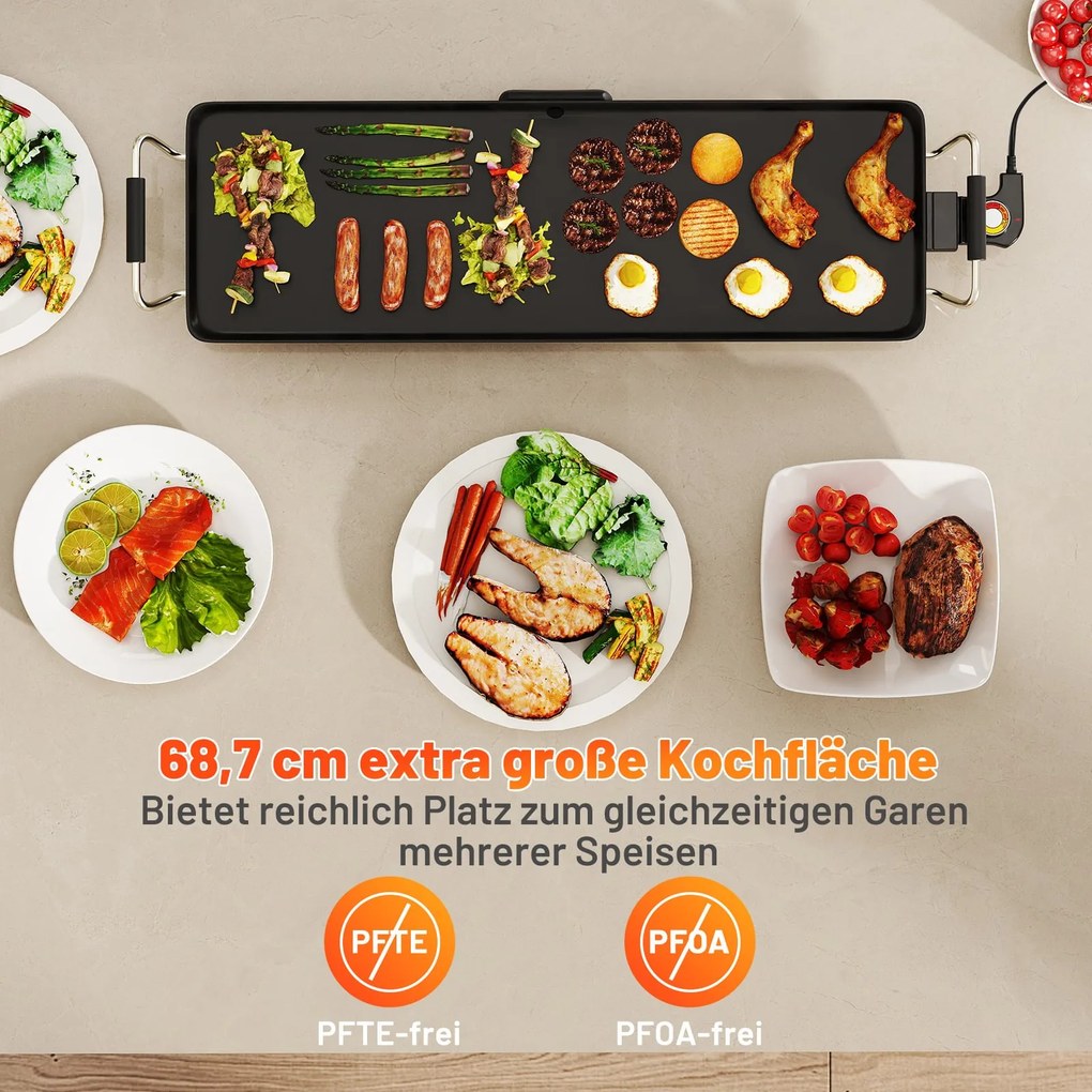 Costway 70 cm Elektrická grilovací deska Teppanyaki Gril Nepřilnavý povrch