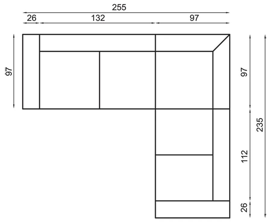 Sedací souprava VENTO L | 255x235 | VÝBĚR TKANIN | s úložným prostorem a rozkladem