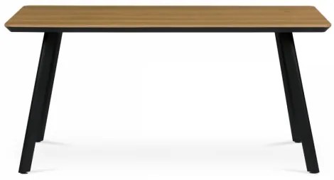 Jídelní stůl 160x90x76 dýha ostín dub kovové nohy černý lak HT-532 OAK