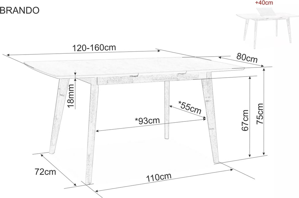 Jídelní rozkládací stůl Brando 120/160 cm dub přírodní
