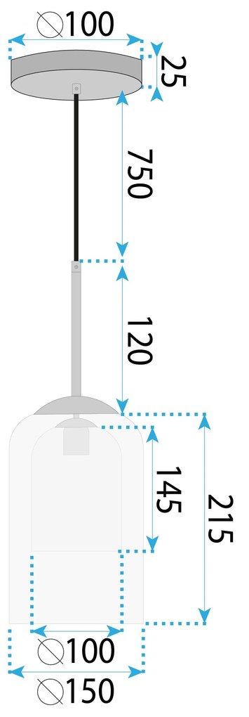 Toolight Závěsné skleněné LED osvětlení D17 APP1704-1PC šedé