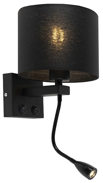 Moderní nástěnná lampa černá s černým stínítkem - Brescia