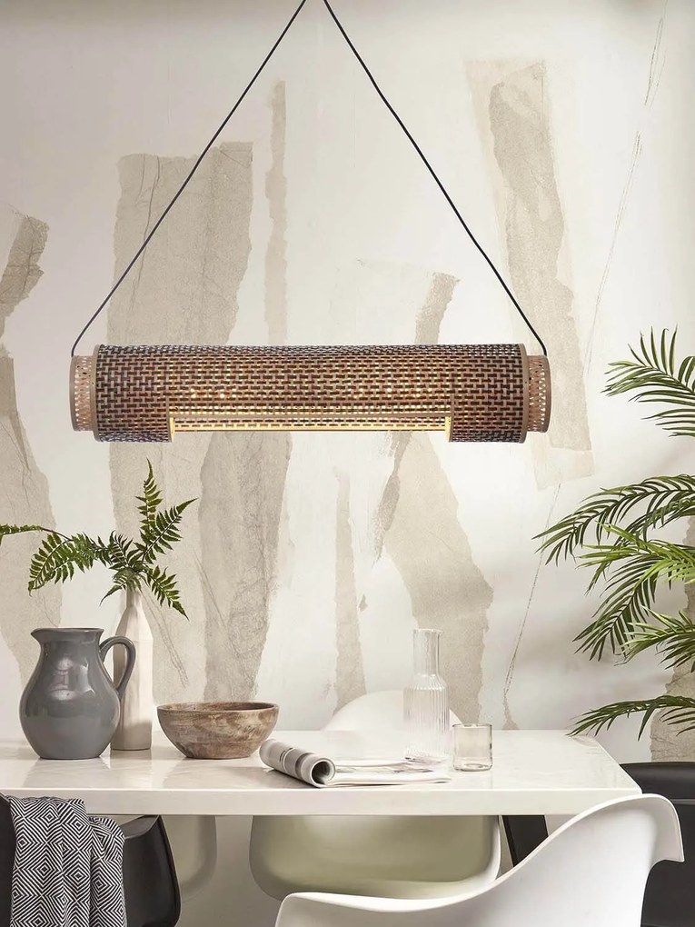 Stropní visící lampa bhutan 85 cm přírodní/černá MUZZA