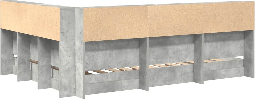 Knihovna postel Betonová šedá 140 x 200 cm Kompozitní dřevo 3335731