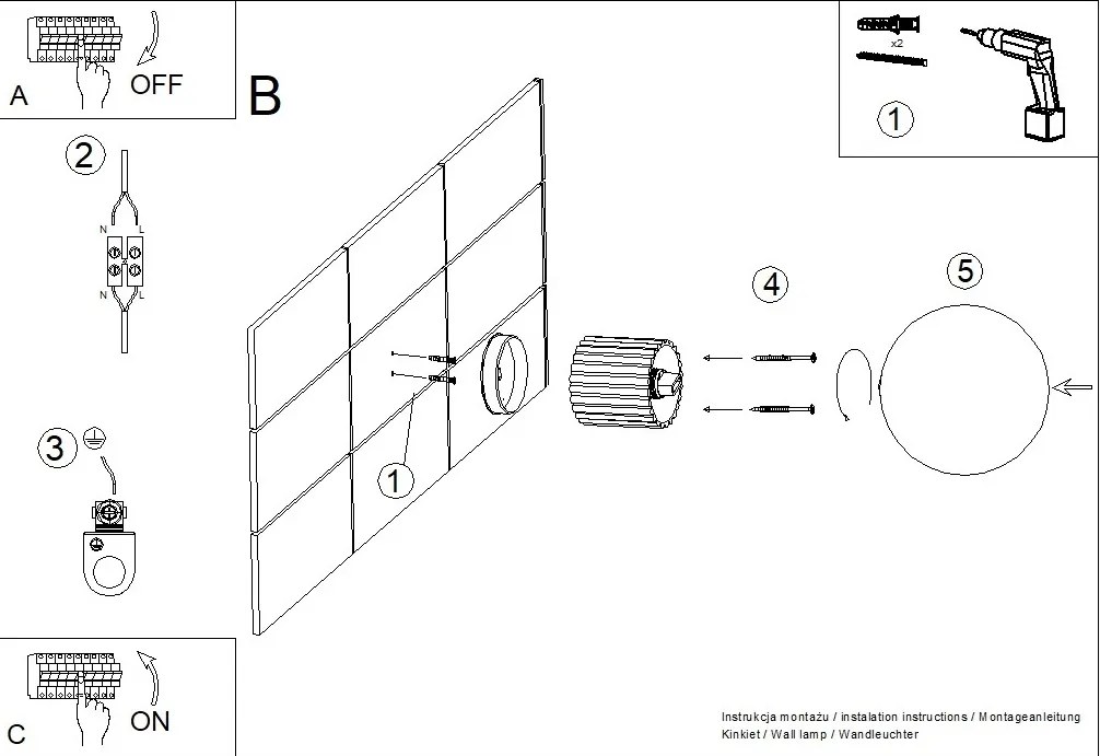 Nástěnné svítidlo Halo, 1x bílé skleněné stínítko, b