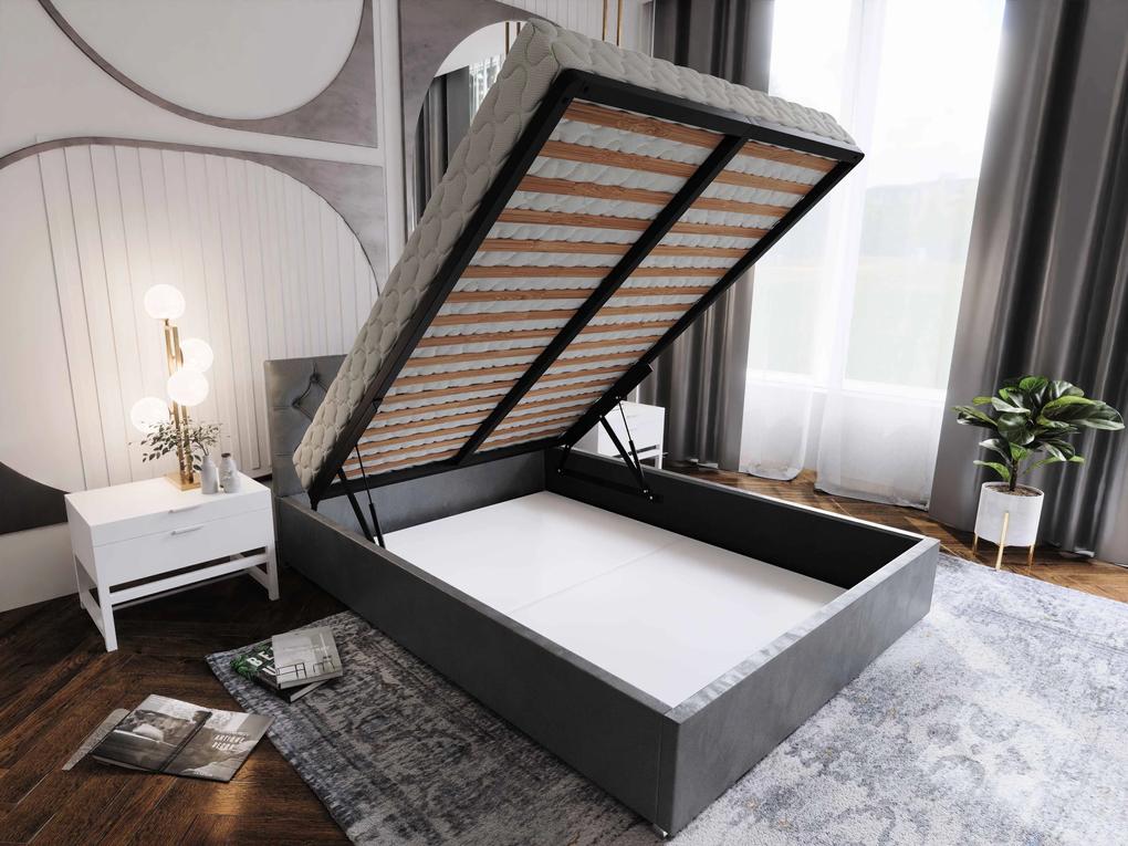 Manželská postel 140 cm Danita (béžová) (s roštem a úložným prostorem). 1046849