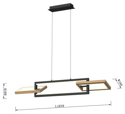 Wofi 7022-306- LED Stmívatelný lustr na lanku MATERA LED/30W/230V černá/hnědá