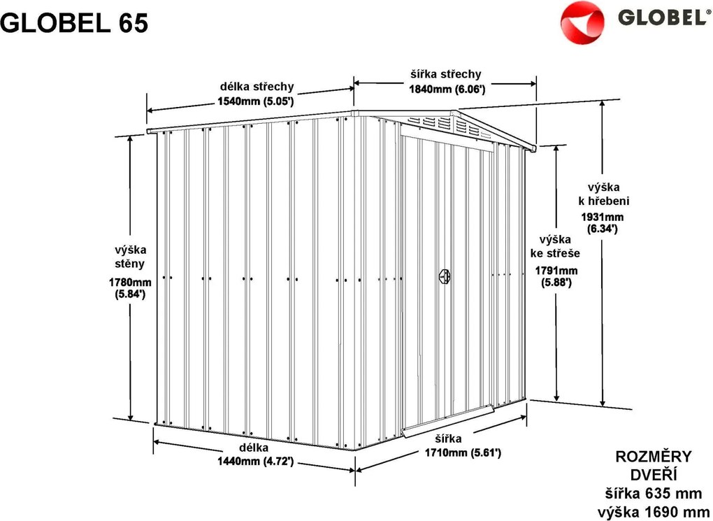 LANIT PLAST, s.r.o. domek GLOBEL 65 ANTRACIT se střešním oknem LG2068