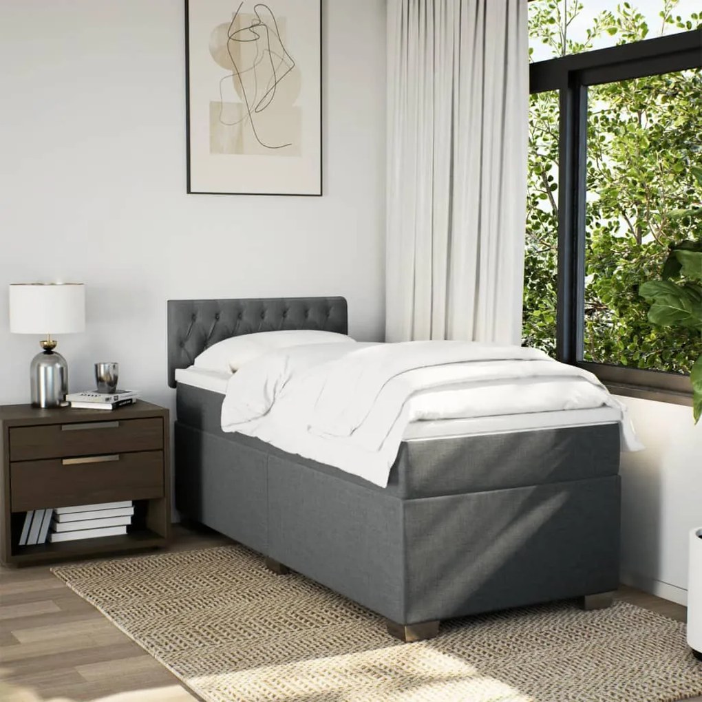 Box spring postel s matrací tmavě šedá 80 x 200 cm textil 3285723