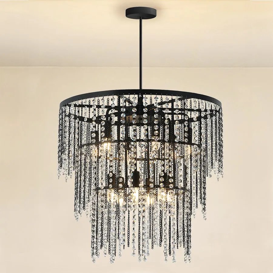 Toolight Toolight, stropní křišťálové svítidlo APP1314-CP Black, černá, OSW-07988