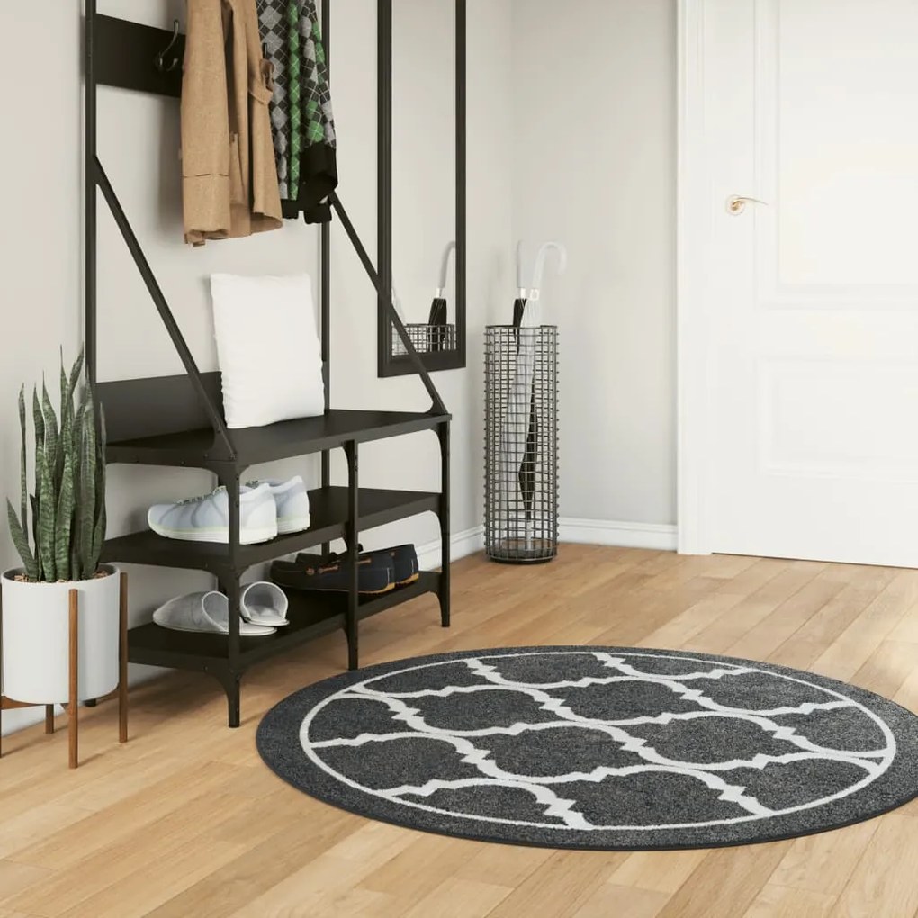 Koberec pratelný černý a bílý Ø 120 cm 136608