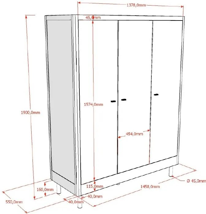 Bílá dětská šatní skříň z bukového dřeva 146x190x55 cm Forrest – Vipack