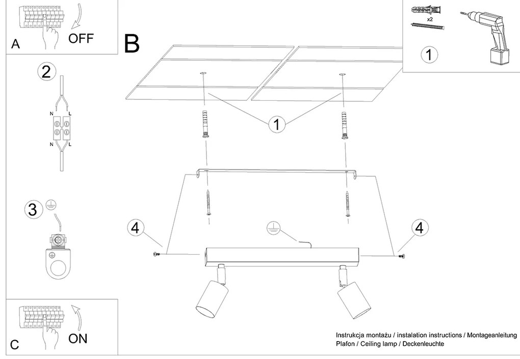 Sollux Lighting Stropní svítidlo VERDO 2 Černá