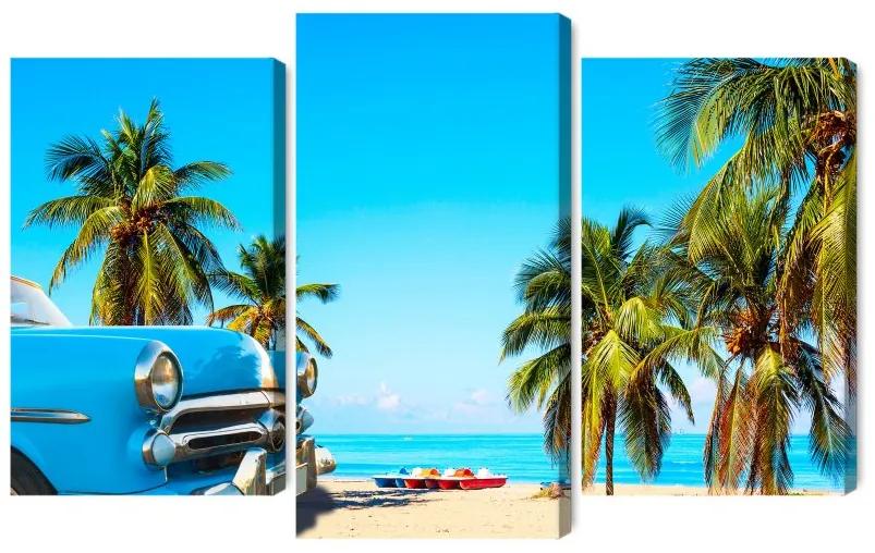Vícedílný obraz Pláž Varadero Na Kubě A Americké Auto Nedostatek Nedostatek Přírodní plátno 180x120