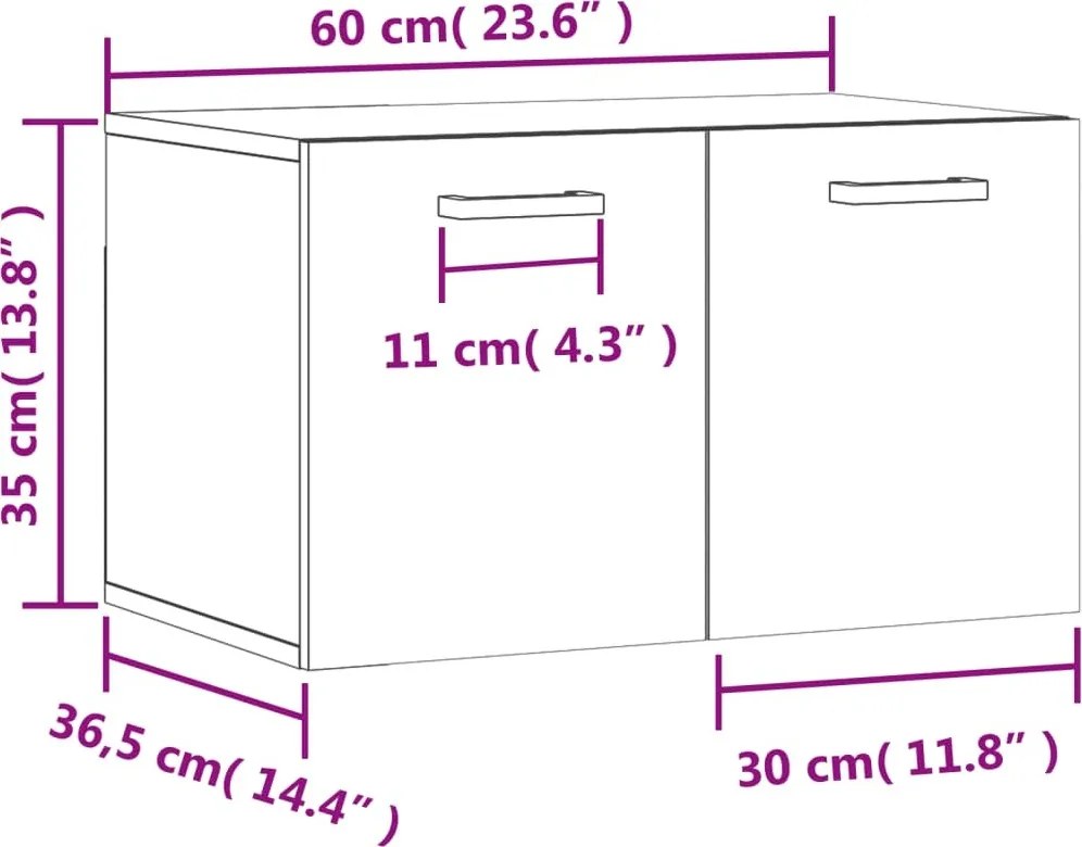 vidaXL Nástěnná skříňka 60x36,5x35 cm kompozit [830021] Barva: bílá s vysokým leskem