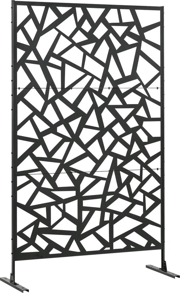 Dekorativní panel s geometrickým vzorem Outsunny pro zahradní balkon a venkovní ochranu proti větru v perforované oceli 122 x 45 x 198 cm | Aosom
