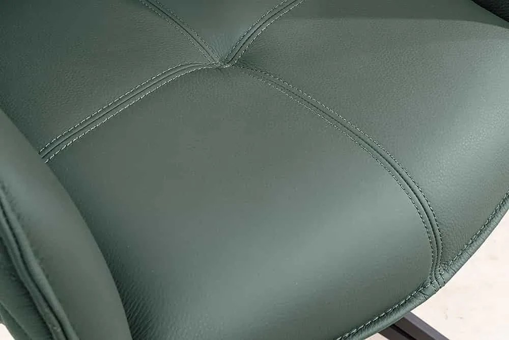 Designová otočná židle Natasha zelená kůže