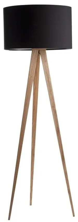 Černá lampa s dřevěnými nohami Zuiver Tripod Wood