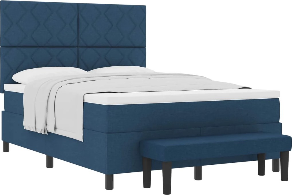 Postel s boxspringem s čelo Modrá 160 x 200 cm textil 3344162