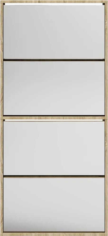 Botník čtyřpatrový zrcadlo dub 63 x 17 x 134 cm 273935