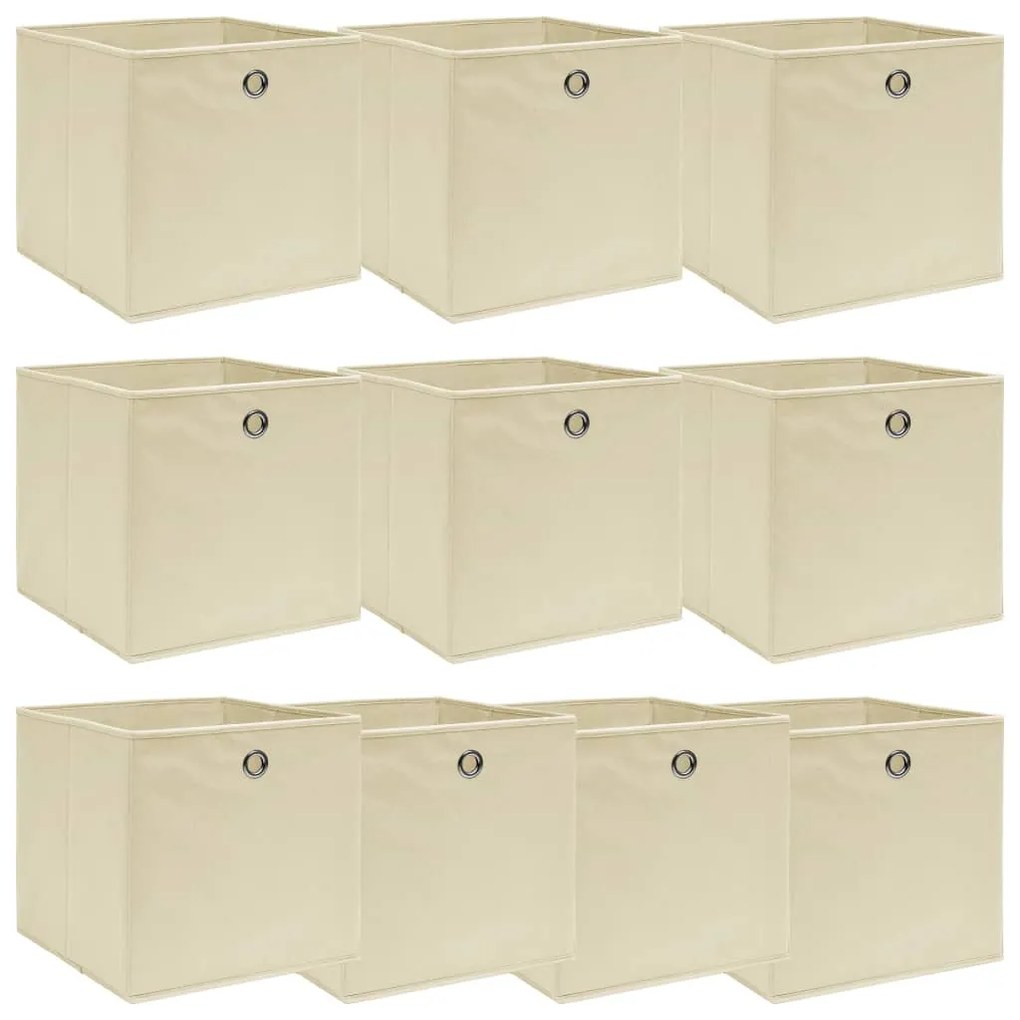 Úložné boxy 10 ks krémové 32 x 32 x 32 cm textil 288359