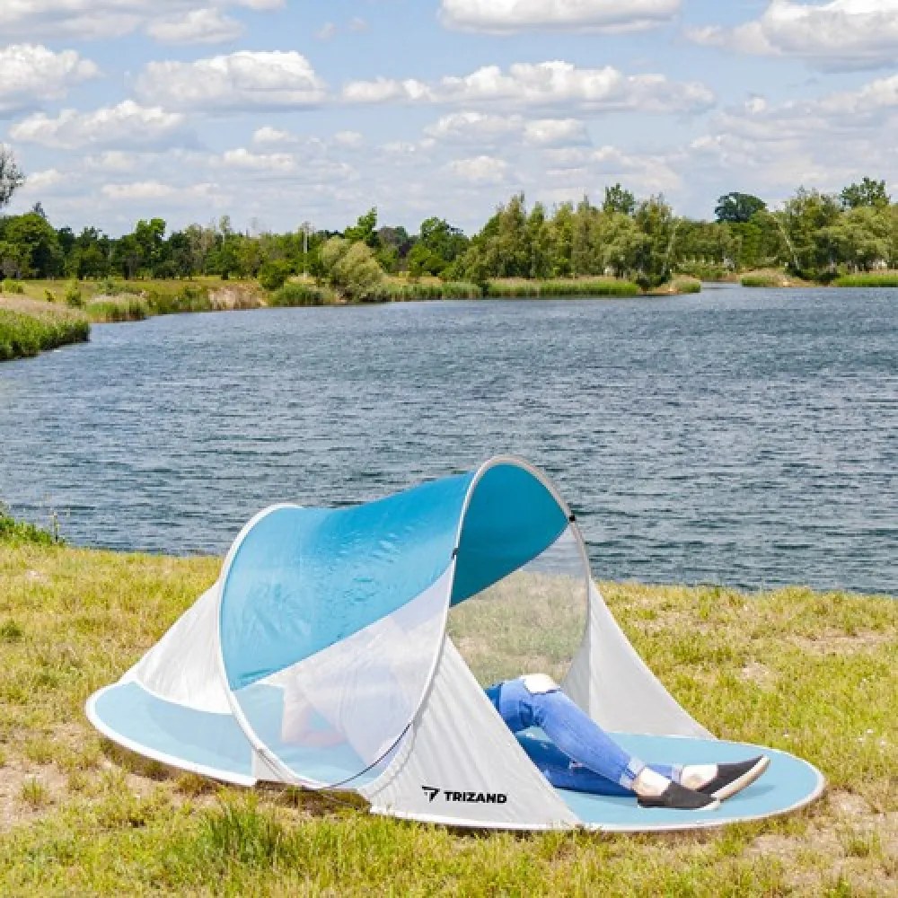 Plážový stan SUNSHADE 120x190 cm, modro-bílý