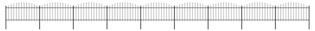 Zahradní plot s kopím nahoře ocelový 1603,5 x 150 cm černý
