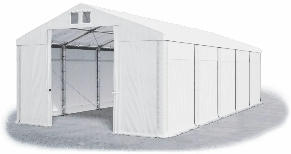Skladový stan 5x10x2,5m střecha PVC 560g/m2 boky PVC 500g/m2 konstrukce ZIMA PLUS Šedá Zelená Zelená