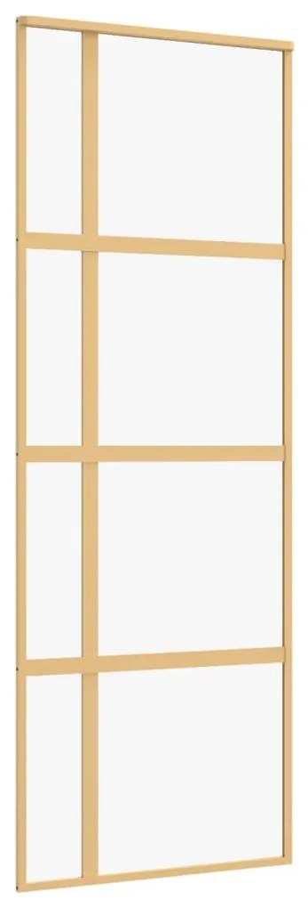 Posuvné dveře zlaté 76 x 205 cm čiré ESG sklo a hliník - Default Title