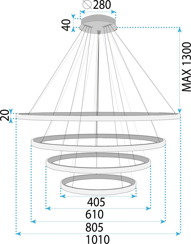 Toolight Rea, Závěsná lampa LHJ009-CP4 GOLD, OSW-50072