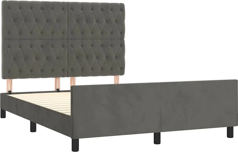 Rám postele bez matrace tmavě šedý 140 x 190 cm samet 3125935