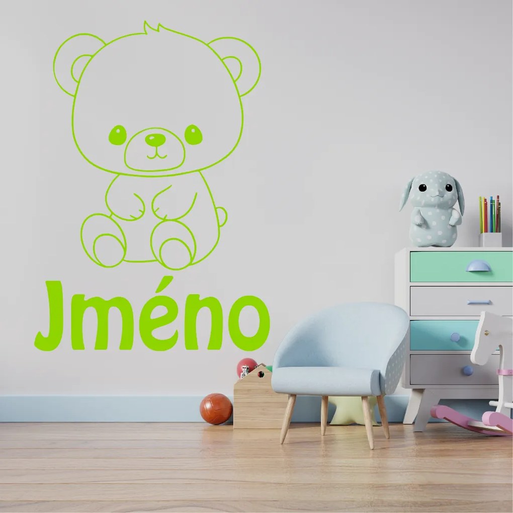 Živá Zeď Samolepka na zeď Medvídek se jménem Barva: černá