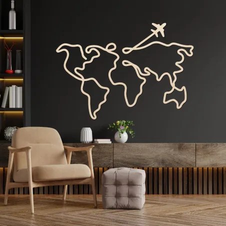 Designová dřevěná mapa světa na zeď | SENTOP PR0496