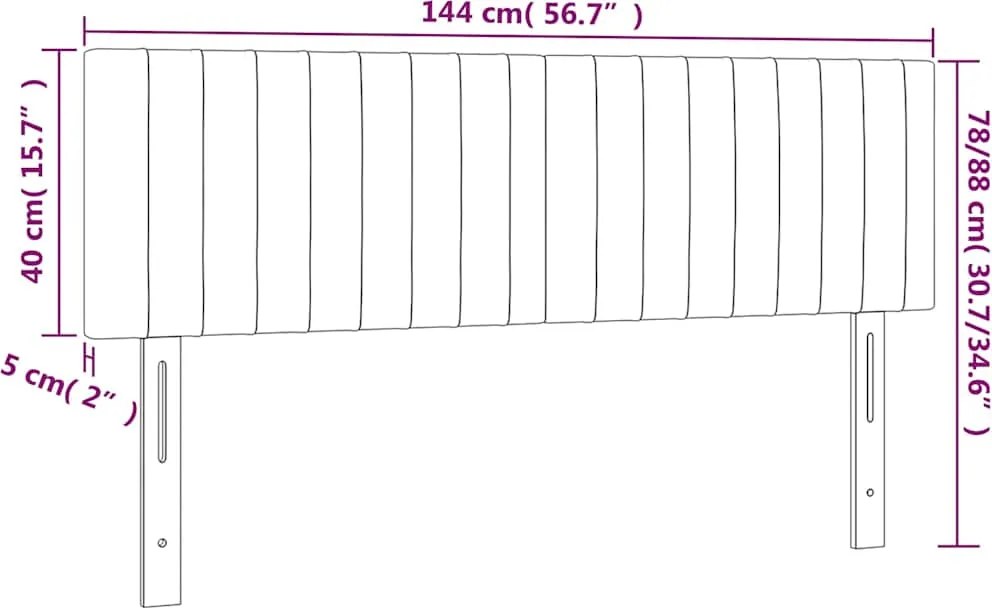 Čelo postele s LED světle šedé 144 x 5 x 78/88 cm textil 3121848