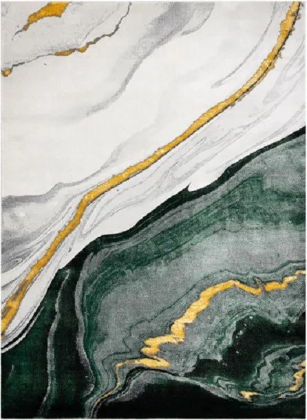 Dywany Łuszczów, AKCE: 👣🛡️80x150 cm Kusový koberec Emerald 1017 green and gold + protiskluzová úprava, zelená, kancelář