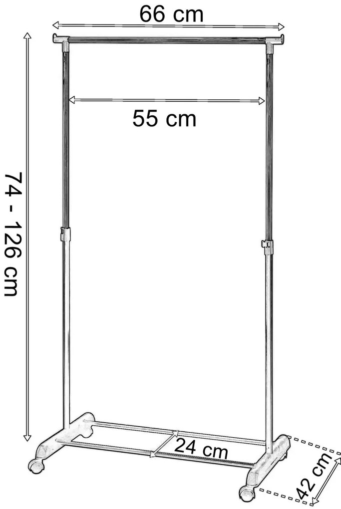 Pojízdný stojan na oděvy Ida 66 cm bílý