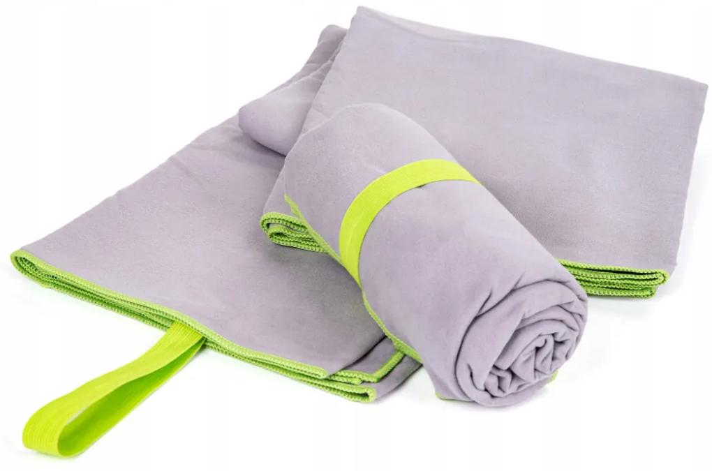 Plážový rychleschnoucí ručník osuška z mikrovlákna 90x180cm světle šedá