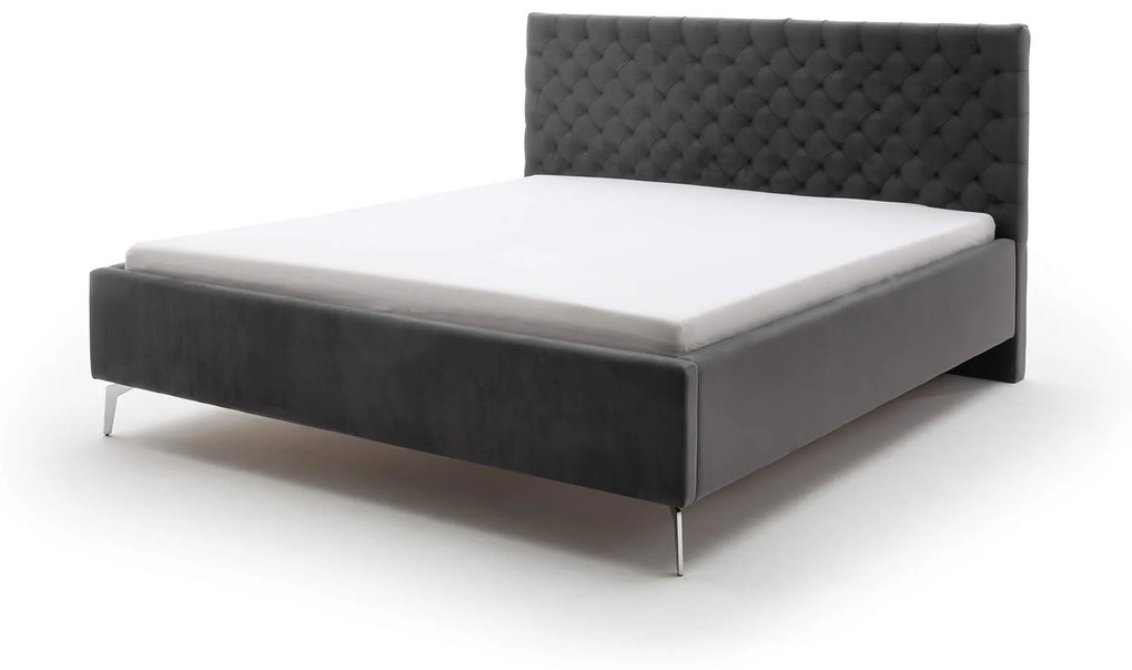 Čalouněná postel oliver s úložným prostorem 160 x 200 cm antracitová MUZZA