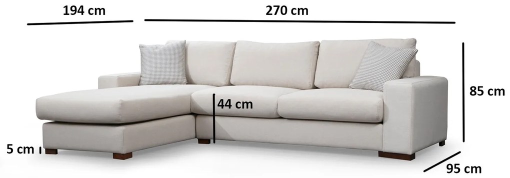 Designová rohová sedačka Bellona 270 cm béžová - levá