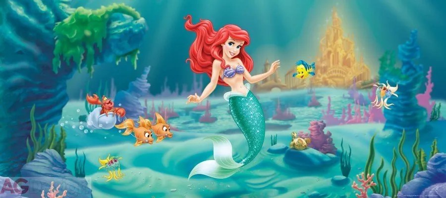 Vliesová fototapeta dětská mořská víla Ariel FTDNH-5320 / Dětské obrazové tapety na zeď Disney Ariel (202 x 90 cm) AG Design