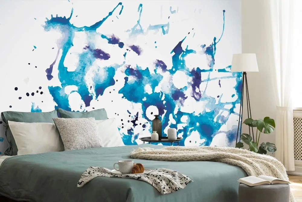 Samolepící tapeta modrý akvarel v abstraktním provedení - 375x250 cm