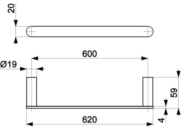 KFA Armatura 864-027-00 - Nástěnný věšák na ručníky 62 cm lesklý chrom