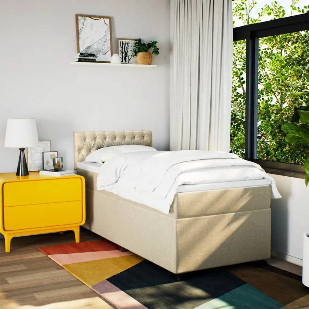 Box spring postel s matrací krémová 80 x 200 cm textil 3285727