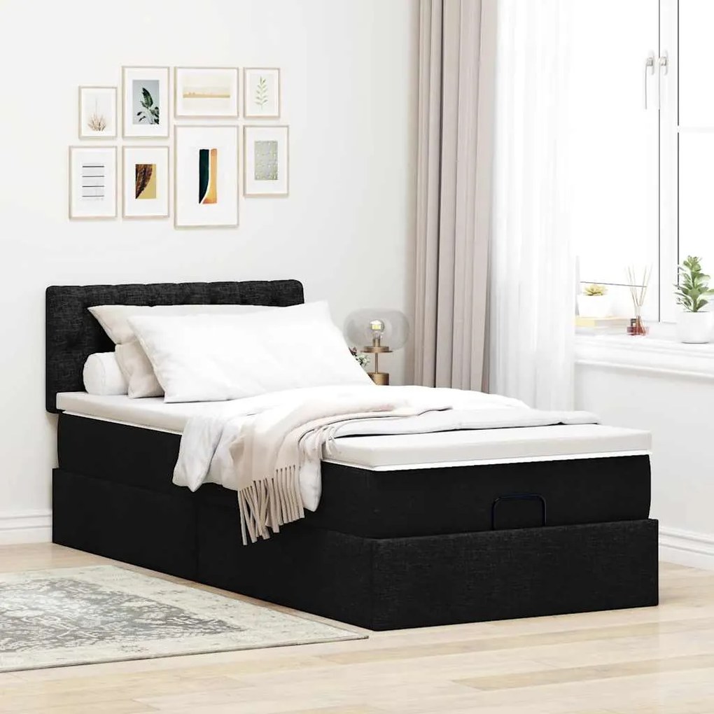 Osmanská postel s matrací & LED černá 80x200cm látka 3312348