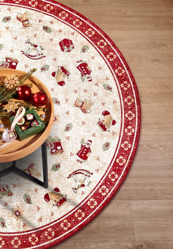 Villeroy & Boch Kusový koberec Toy's delight se střiženým vlasem 106217 Red, Multicolor kruh, 200x200 (průměr) kruh, červená, obývací pokoj