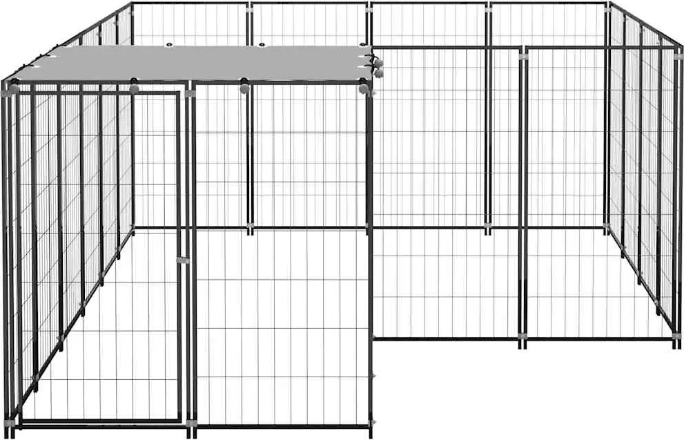 Psí kotec černý 6,05 m² ocel 3082205