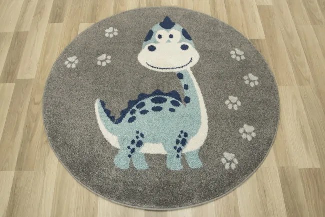 Dětský koberec EMILY KIDS 5860B Dinosaurus, tyrkysový / hnědý