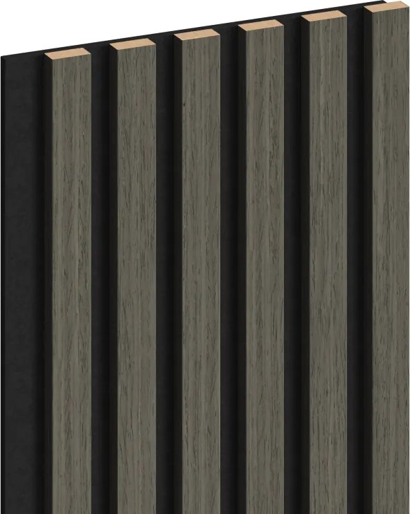 Mexen Lam-F, akustické stěnové lamely 275 × 30 cm, plstěný podklad 8 mm, technická dýha, dub onyxový, S105-275307-3015-010